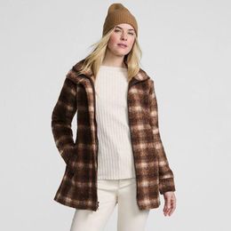 LANDS' END Gemusterte Boucl&eacute;-Jacke in Petite-Gr&ouml;&szlig;e, Damen, size: petite, Braun, Polyester, by Lands' End