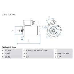 Bosch Starter 0986016790 f&uuml;r VW