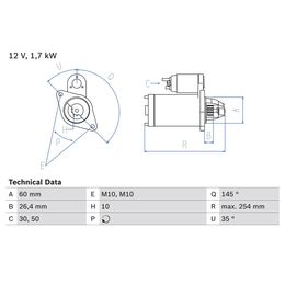 Bosch Starter 0986021320 f&uuml;r STEYR Mercedes