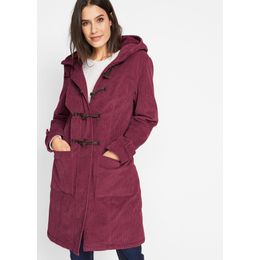 bonprix Gef&uuml;tterter Cord-Dufflecoat, rot, Gr.38, Gef&uuml;tterter Cord-Dufflecoat mit Kapuze und Knebelkn&ouml;pfen, aus Cord