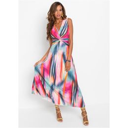 bonprix Maxikleid mit Knotendetail, pink, Gr.48/50 (XL), Flie&szlig;endes Kleid mit tiefem V-Ausschnitt und dekorativem Knotendetail