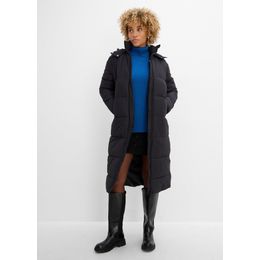 bonprix Wasserabweisender Funktions-Steppmantel, schwarz, Gr.40, W&auml;rmender Steppmantel mit seitlichen Kn&ouml;pfen, extralang, aus BIONIC-FINISH&reg; ECO