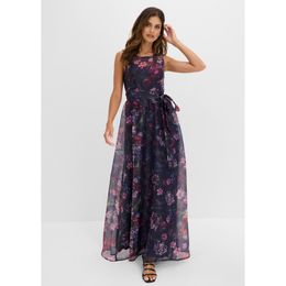 bonprix Maxikleid, blau, Gr.40, Bezauberndes Maxikleid aus feinem Organza mit Bindeband in der Taille