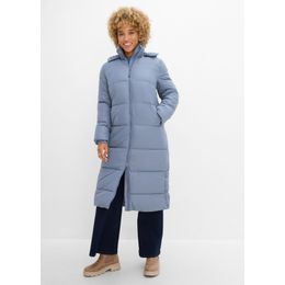 bonprix Wasserabweisender Funktions-Steppmantel, blau, Gr.38, W&auml;rmender Steppmantel mit seitlichen Kn&ouml;pfen, extralang, aus BIONIC-FINISH&reg; ECO