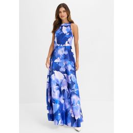 bonprix Maxikleid aus gl&auml;nzendem Satin, blau, Gr.42, Modern und feminin: Bezauberndes Maxikleid aus gl&auml;nzendem Satin mit Taillen-Einsatz und ausgestelltem Rock