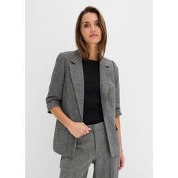 bonprix Longblazer mit Reverskragen, schwarz, Gr.38, Eleganter Longblazer mit Fischgr&auml;tmuster
