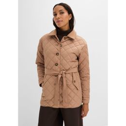 bonprix Leichte Steppjacke im Materialmix, braun, Gr.46, Leichte Steppjacke im Materialmix
