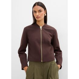bonprix Blouson aus softem Viskose-Mix, braun, Gr.42, Blousonjacke mit Baseball-Kragen und farblich passenden Steppn&auml;hten, aus Viskose