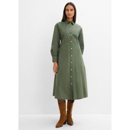 bonprix Hemdblusenkleid mit Bindedetail aus reiner Baumwolle, gr&uuml;n, Gr.48, Hemdblusenkleid mit breitem Bindeg&uuml;rtel aus Oberstoff, aus 100% Baumwolle