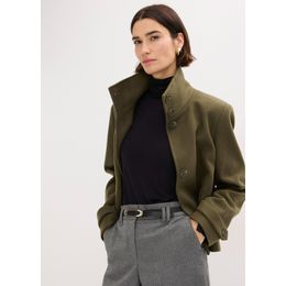 bonprix Jacke in Wolloptik, gr&uuml;n, Gr.36, oversized Jacke mit &Auml;rmellasche und hohem Kragen