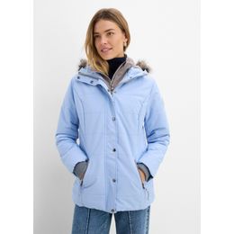 bonprix Winterjacke in 2-in1 Optik, blau, Gr.48, Praktische Jacke mit Kapuze, wattiert