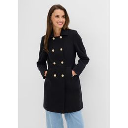 bonprix Kurzmantel in Wool-Optik, schwarz, Gr.50, Eleganter Mantel mit dekorativen Kn&ouml;pfen