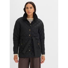 bonprix Leichte Steppjacke im Materialmix, schwarz, Gr.48, Leichte Steppjacke im Materialmix