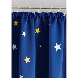 bonprix Thermo-Verdunkelungsvorhang beidseitig bedruckt auch in extra breit (1er Pack), blau, Gr.245x270 cm, Vorhang zum verdunkeln mit Sternen