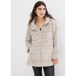 bonprix Kuschelige Felljacke f&uuml;r die Schwangerschaft, grau, Gr.40, Flauschige Umstandsjacke mit seitlichen Rei&szlig;verschl&uuml;ssen