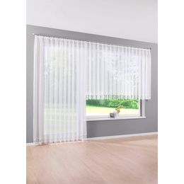 bonprix Gardinen Store mit recyceltem Polyester mit H&auml;kelkante, wei&szlig;, Gr.245x450 cm, Transparenter Store mit dekorativer H&auml;kelkante