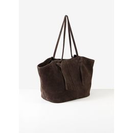 bonprix Shopper aus Veloursleder, braun, Gr.Onesize, Modischer slouchy Shopper mit viel Stauraum, aus Veloursleder
