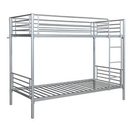 [en.casa] Etagenbett, Silber, Metall, 90x200 cm, Kinderzimmer & Jugendzimmer, Kinderm&ouml;bel, Kinderbetten, Etagenbetten