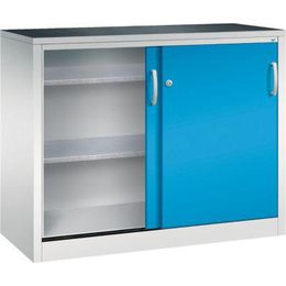 C + P Schiebet&uuml;ren-Werkzeugschrank Acurado, B 1200 x T 500 x H 1000 mm, je Fachboden 110 kg, Stahl, lichtgrau/lichtblau