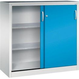 C + P Schiebet&uuml;ren-Werkzeugschrank Acurado, B 1200 x T 500 x H 1200 mm, je Fachboden 110 kg, Stahl, lichtgrau/lichtblau