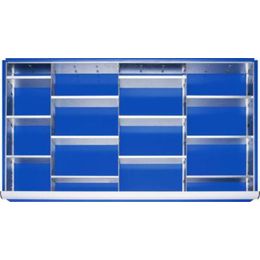 Rau Einteilungsset, f&uuml;r Schubladen Gr&ouml;&szlig;e XXL, f&uuml;r Fronth&ouml;hen 60&ndash;90 mm, B 1055 x T 560 x H 47 mm, silber