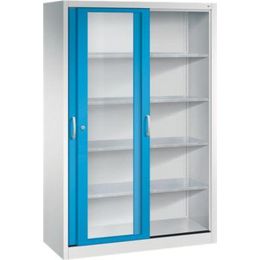 C + P Schiebet&uuml;ren-Werkzeugschrank Acurado, mit Sichtfenster, B 1200 x T 500 x H 1950 mm, lichtgrau/lichtblau
