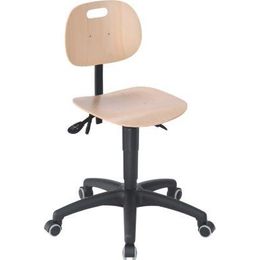 MeyChair Arbeitsdrehstuhl PW1, mit Rollen, Sitzh&ouml;he 480-620 mm, bis 120 kg, Schichtholz, Buche hell