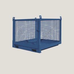 Eichinger-Industrie Ladebox f&uuml;r den Stapler- und Kranbetrieb, bis 3000 kg, Fl&uuml;gelt&uuml;r, Kran&ouml;sen, B 2550 x T 1260 x H 1100 mm, Stahl, enzianblau RAL 5010