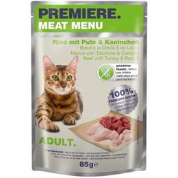 Premiere Meat Menu Nassfutter Katze Adult Rind mit Pute und Kaninchen 48x85 g