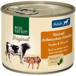 REAL NATURE Nassfutter Hund, Adult, Rind mit italienischem Schinken 24x200 g