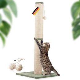 Rohrschneider &reg; Kratzbaum XL, extra dicke Kratzs&auml;ule &Oslash; 12 cm, mit Spielzeug, Bodenplatte mit Cordbezug hellgr&uuml;n 45 cm, 45 cm, 1,07 m