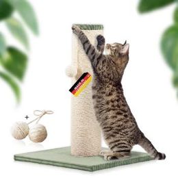 Rohrschneider &reg; Kratzbaum XL, extra dicke Kratzs&auml;ule &Oslash; 12 cm, mit Spielzeug, Bodenplatte mit Cordbezug hellgr&uuml;n 40 cm, 40 cm, 54 cm