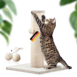 Rohrschneider &reg; Kratzbaum XL, extra dicke Kratzs&auml;ule &Oslash; 12 cm, mit Spielzeug, Bodenplatte mit Cordbezug beige 40 cm, 40 cm, 54 cm