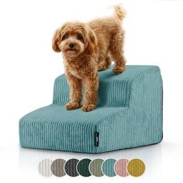 Rohrschneider &reg; Haustiertreppe mit rutschfester Unterseite und abnehmbarem Cordbezug t&uuml;rkis