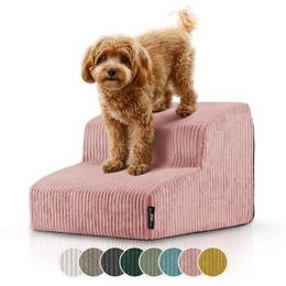 Rohrschneider &reg; Haustiertreppe mit rutschfester Unterseite und abnehmbarem Cordbezug rosa