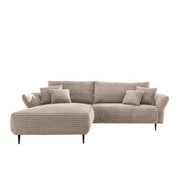 P & B Ecksofa, Cappuccino, Metall, Uni, 4-Sitzer, F&uuml;llung: Schaumstoff, seitenverkehrt montierbar, L-Form, 264-302x178 cm, Made in EU, R&uuml;cken echt, Armteil links, rechts, Wohnzimmer, Sofas & Couches, Wohnlandschaften, Ecksofas