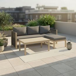 Ambia Garden Loungegarnitur, Akazie, Holz, Kunststoff, 3-teilig, Akazie, massiv, F&uuml;llung: Polyester, nicht einzeln stellbar, L-Form, 198x132 cm, Loungem&ouml;bel, Gartenlounge-Sets