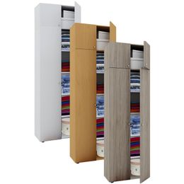 Vcm Holz Kleiderschrank Schrank mit 6 F&auml;chern und Dreht&uuml;ren erweiterbar Ma&szlig;e ca B. 70 x H. 218 x T. 40 cm - Vandol