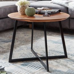 FineBuy Couchtisch Sheesham Massivholz rund &Oslash; 60 cm Wohnzimmertisch Holz