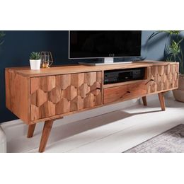 Riess Ambiente Massives TV-Board MYSTIC LIVING 140cm Akazie natur 3D Oberfl&auml;che Massivholz Riess-Ambiente