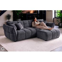 Riess Ambiente XXL Sofa CLOUD 260cm grau Vogue Samtstoff Bigsofa Federkern inkl. Kissen Riess-Ambiente Wohnzimmer Modern & Design