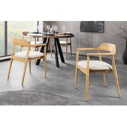 Riess Ambiente Design Stuhl KENNEDY creme beige massives Mangoholz mit Polstersitz Strukturstoff Riess-Ambiente Esszimmerstuhl K&uuml;chenstuhl Modern & Design