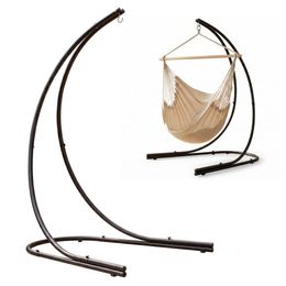 AMANKA Xl-H&auml;ngesesselgestell,, Schwarz, Metall, 140x210x160 cm, Gartenm&ouml;bel, H&auml;ngematten