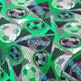 buttinette Baumwoll-Jersey "Fu&szlig;ball" mit Elasthan, gr&uuml;n-color
