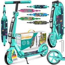 Kesser&reg; Scooter Roller Kinderroller Cityroller Tretroller Kickroller klappbar h&ouml;henverstellbar, Kickscooter bis 100kg, Hinterradbremse, rutschfeste Trittfl&auml;che, bis 185cm K&ouml;rpergr&ouml;&szlig;e, inkl. Tragegurt