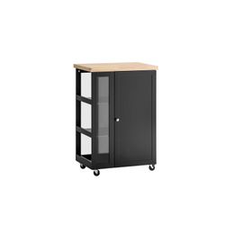 sobuy K&uuml;chenwagen mit 2 T&uuml;ren Schwarz 60x40x90cm Modern