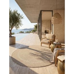 KADIMA DESIGN Outdoorteppich ALSTER, einfarbig, Beige, &Oslash; 120 cm