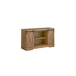 sobuy Schuhschrank mit 1 T&uuml;r Braun 120x39,5x70,5cm Modern