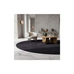 KADIMA DESIGN Kurzflorteppich Waschbar LECH, einfarbig, Schwarz, &Oslash; 160 cm
