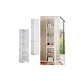 VICCO Hochschrank Badschrank Badezimmerschrank Gloria Wei&szlig; Sonoma 33 x 198 cm modern Badezimmer 2 T&uuml;ren 5 F&auml;cher